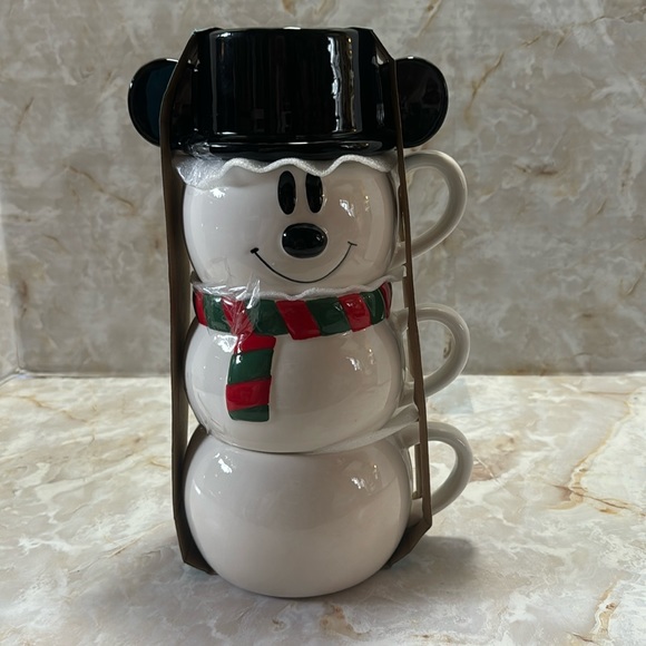 Disney | Kitchen | Disney Stacked Mickey Mouse Snowman Mugs | Poshmark